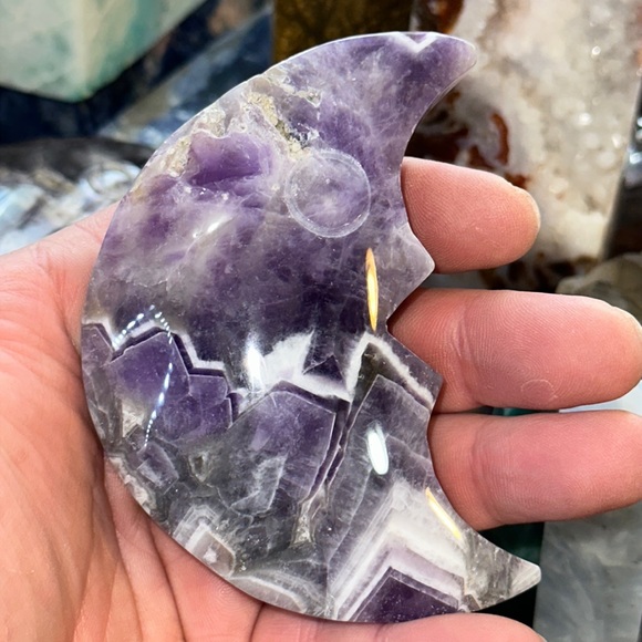 Accents | Dream Amethyst Crystal Moon Face Carving | Poshmark